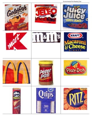 Environmental print reading test | PDF