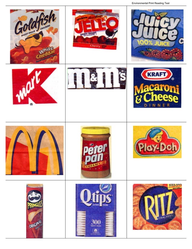 Environmental print reading test | PDF