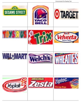 Environmental print reading test | PDF