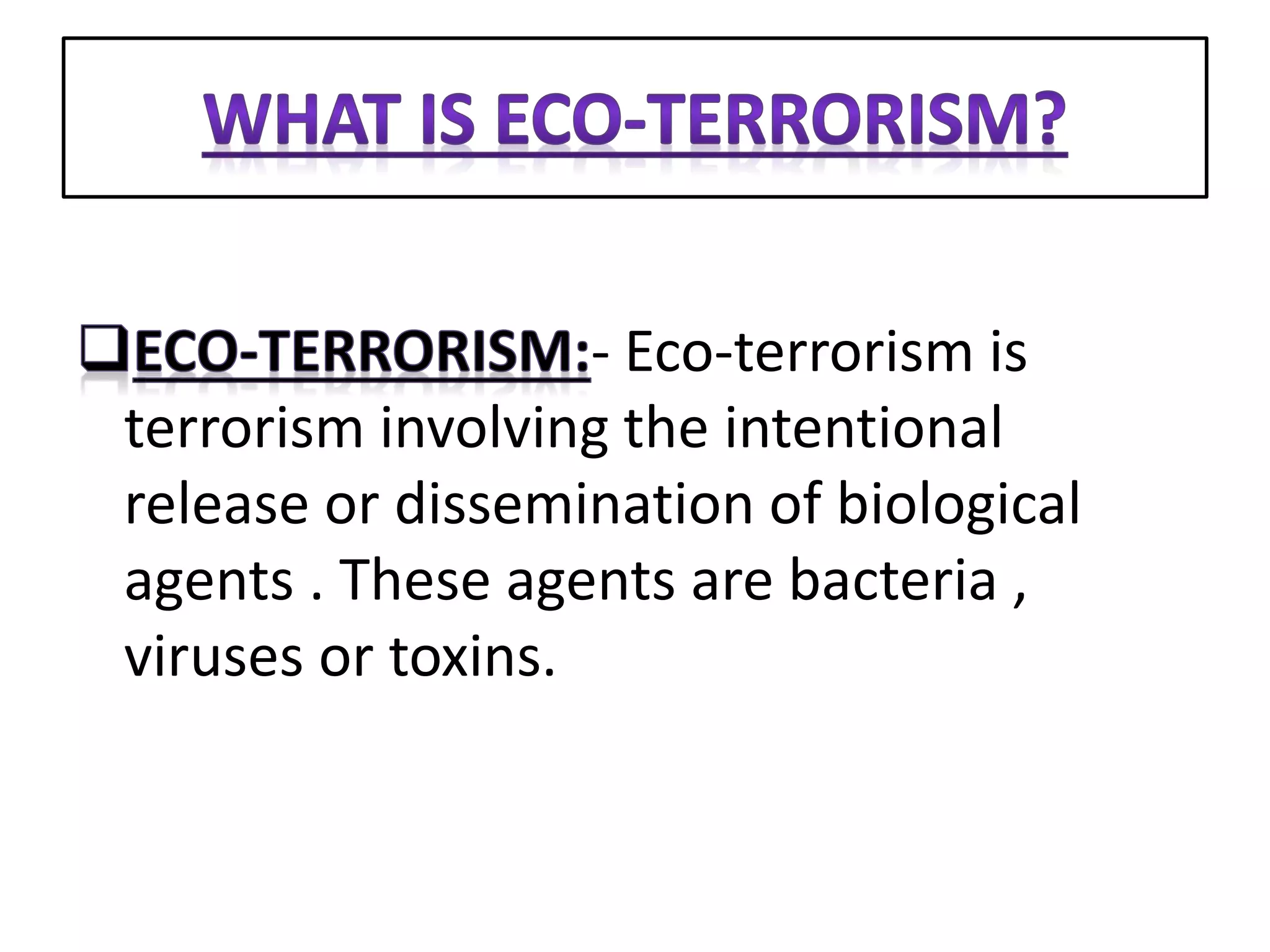 Environmental problems biopiracy & eco terrorism | PPTX