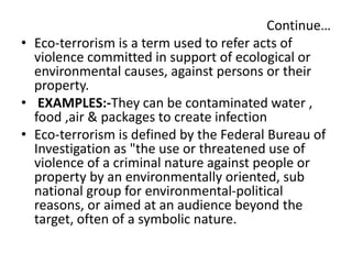 Environmental problems biopiracy & eco terrorism | PPTX