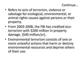 Environmental problems biopiracy & eco terrorism | PPTX