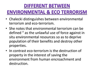 Environmental problems biopiracy & eco terrorism | PPTX