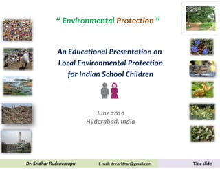 Environmental Protection - an educational session for Indian students | PDF
