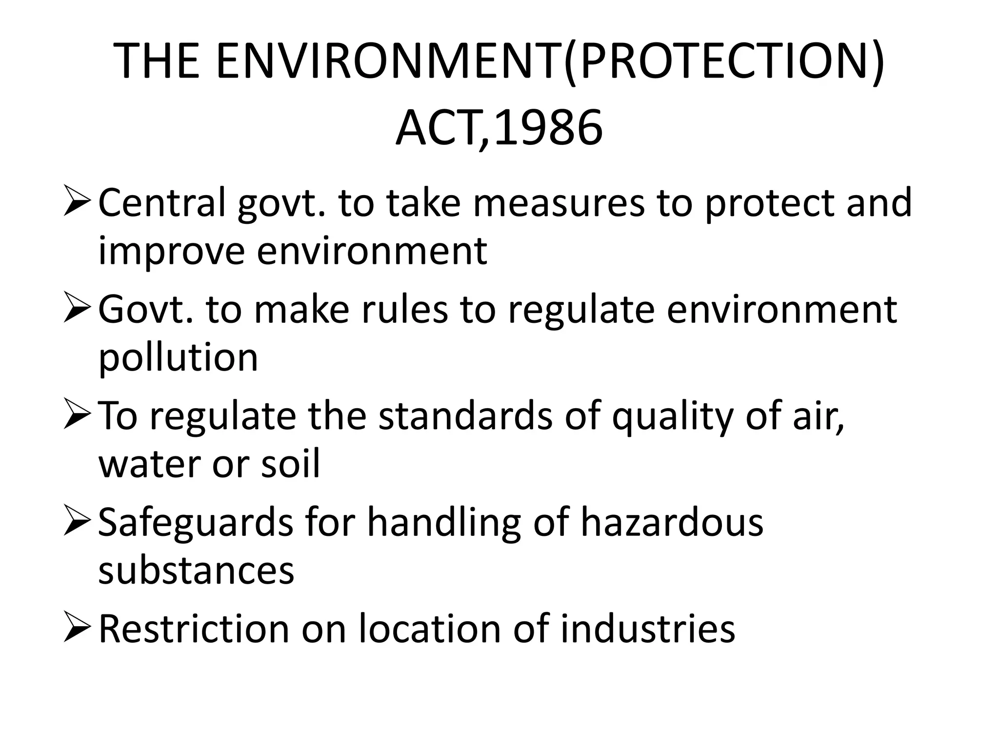 Environmental protection act, 1986 | PPTX