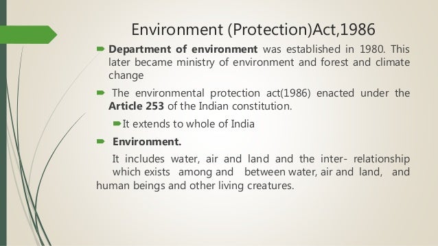 Environmental protection act,1986