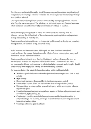 Environmental psychology 3rd sem | PDF