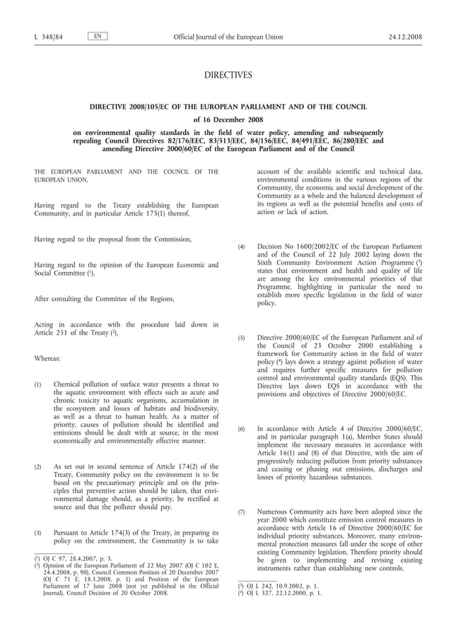 Environmental quality standards directive | PDF | Indoor Environmental ...