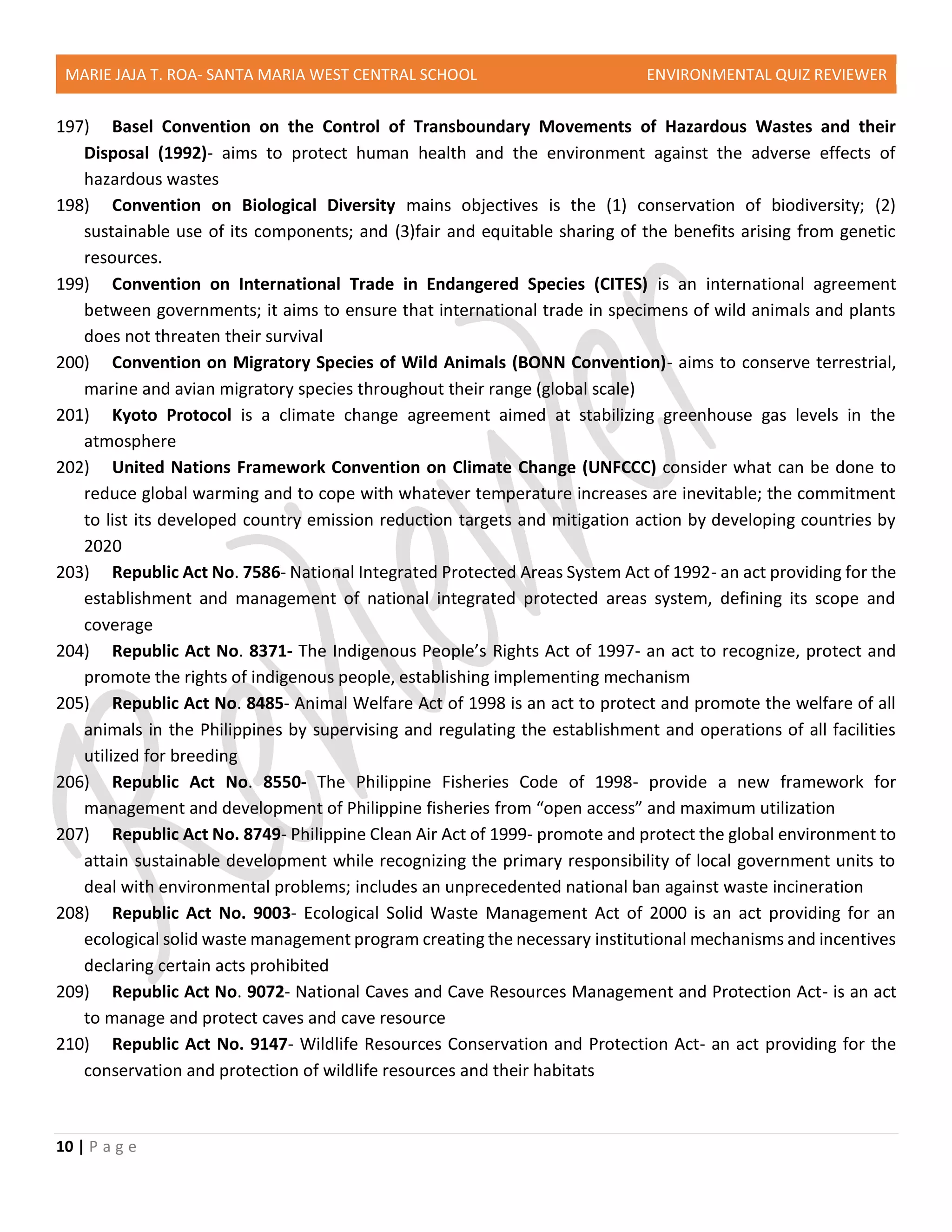 Environmental Quiz Reviewer | PDF