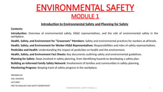ENVIRONMENTAL SAFETY-MODULE 1- PPT notes | PPTX