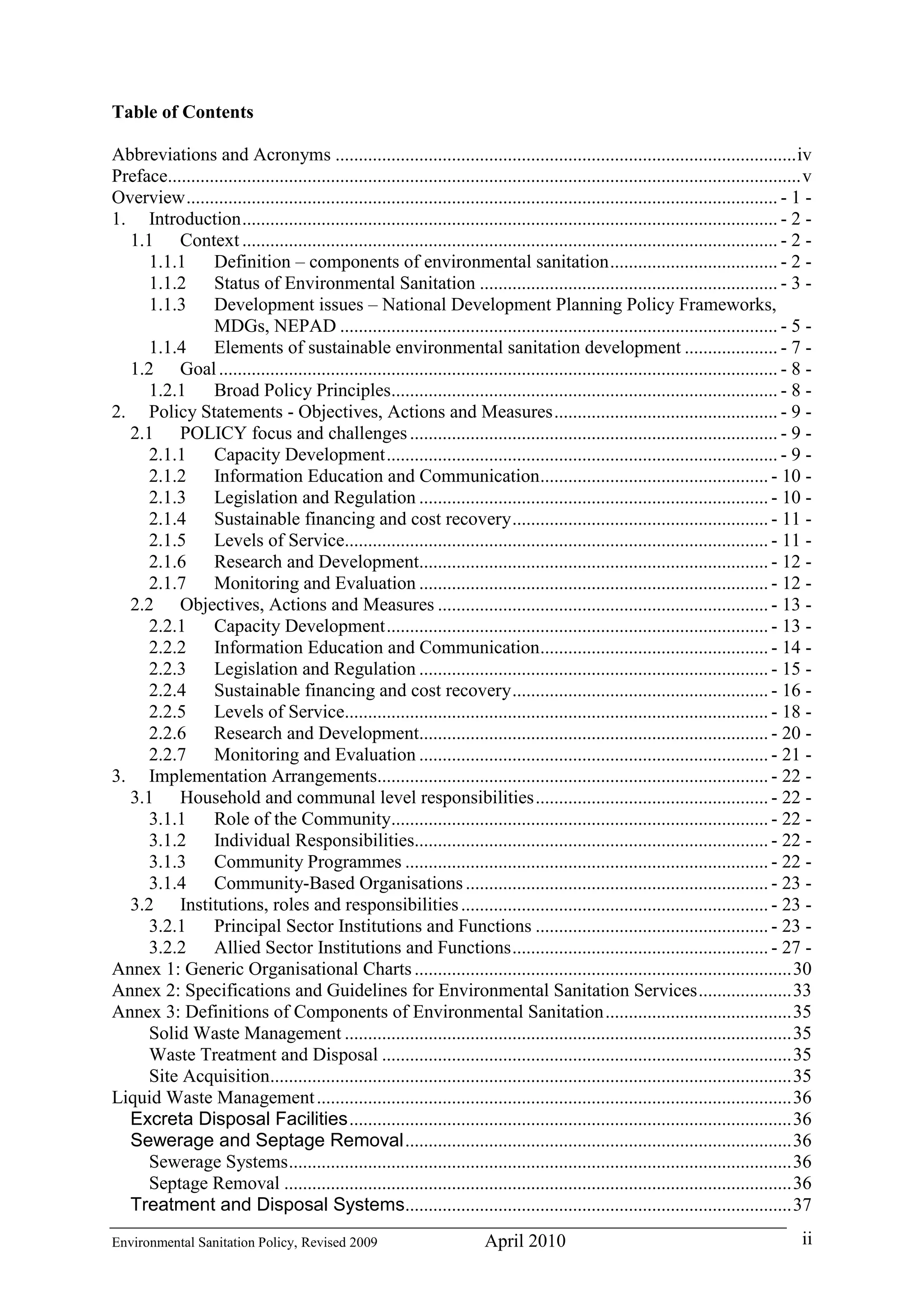 Environmental sanitation policy of Ghana | PDF