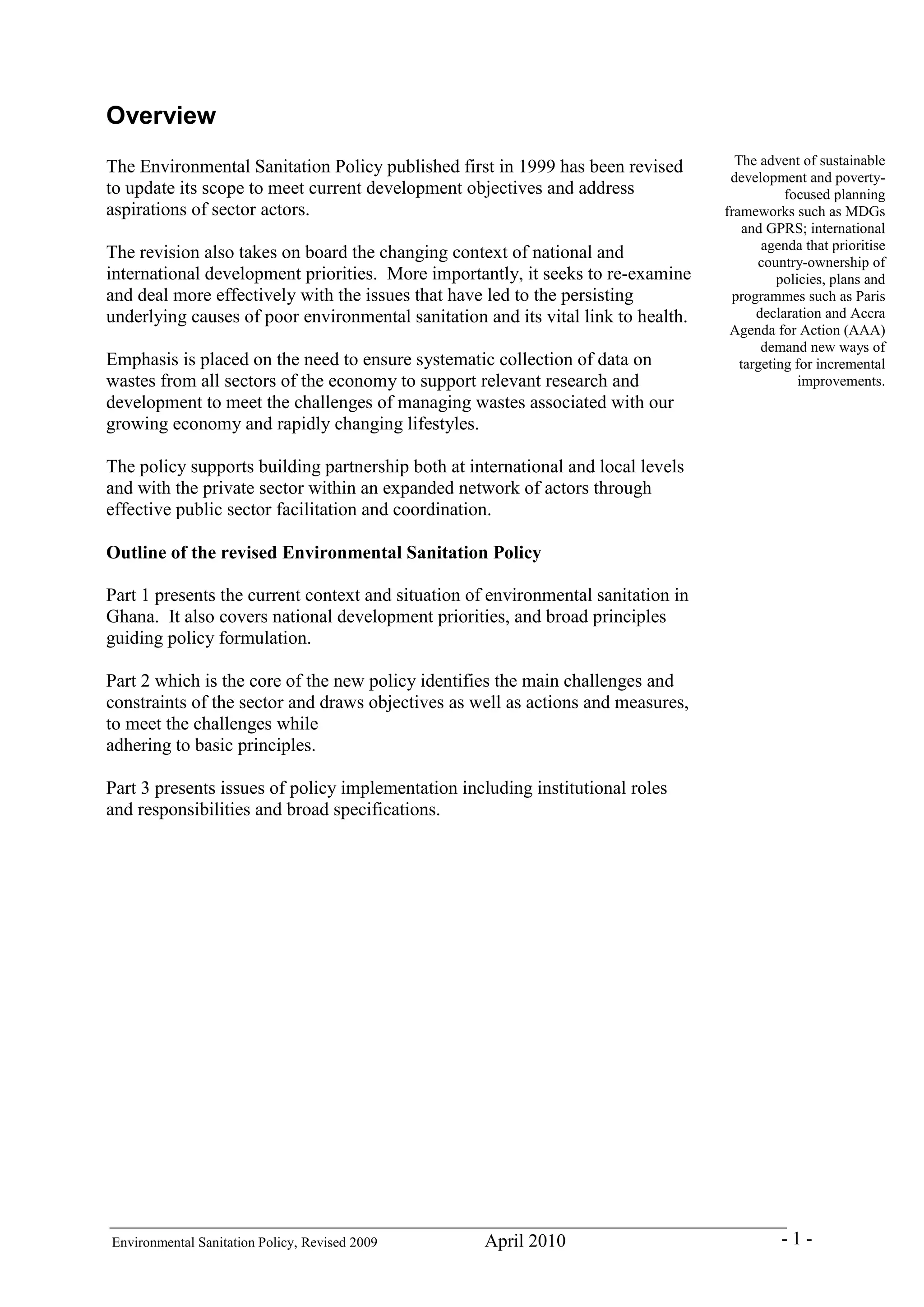 Environmental sanitation policy of Ghana | PDF
