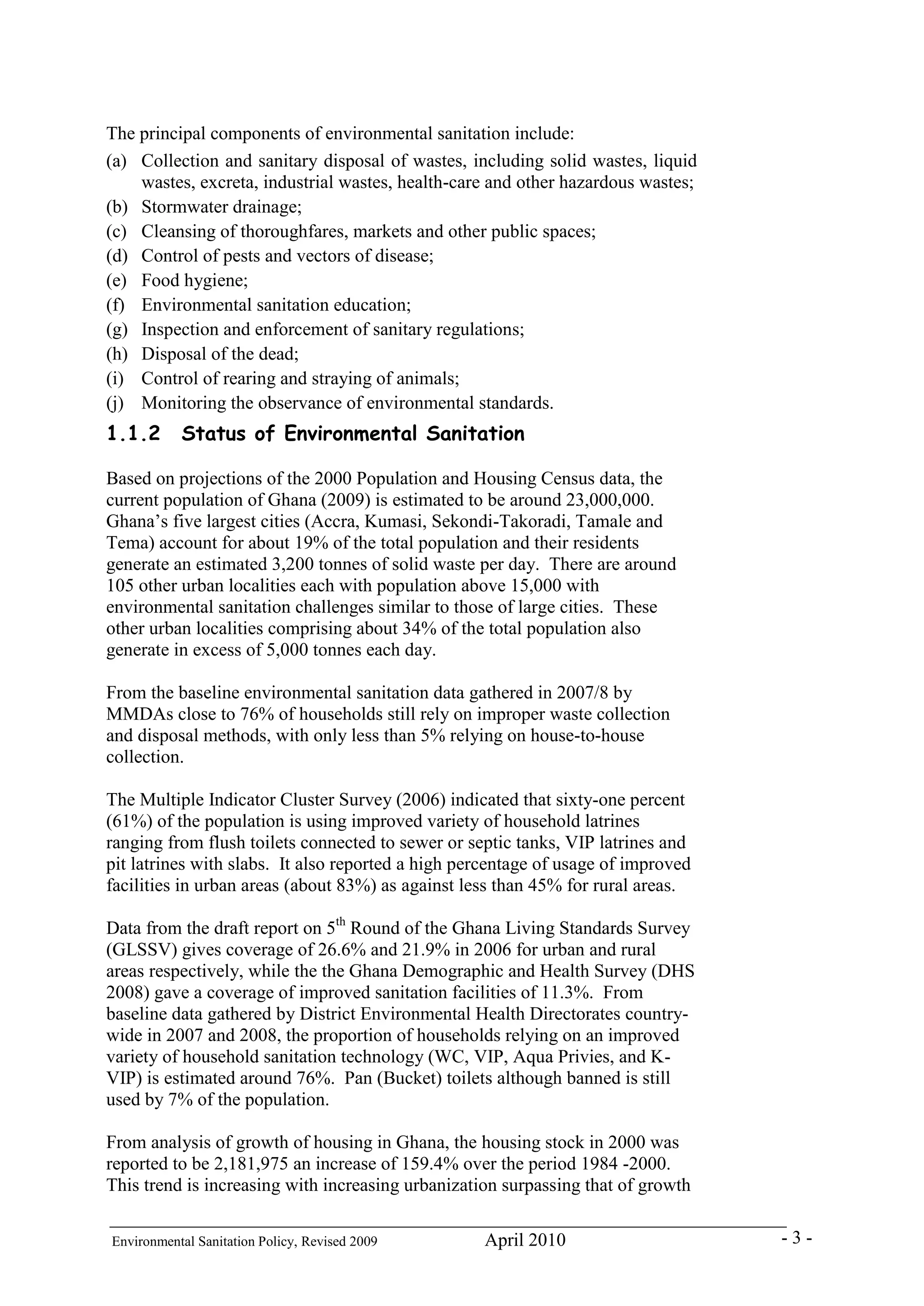 Environmental sanitation policy of Ghana | PDF