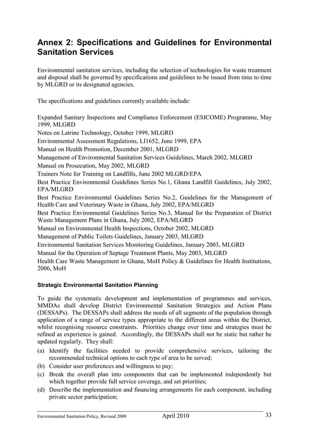 Environmental sanitation policy of Ghana | PDF | Indoor Environmental ...