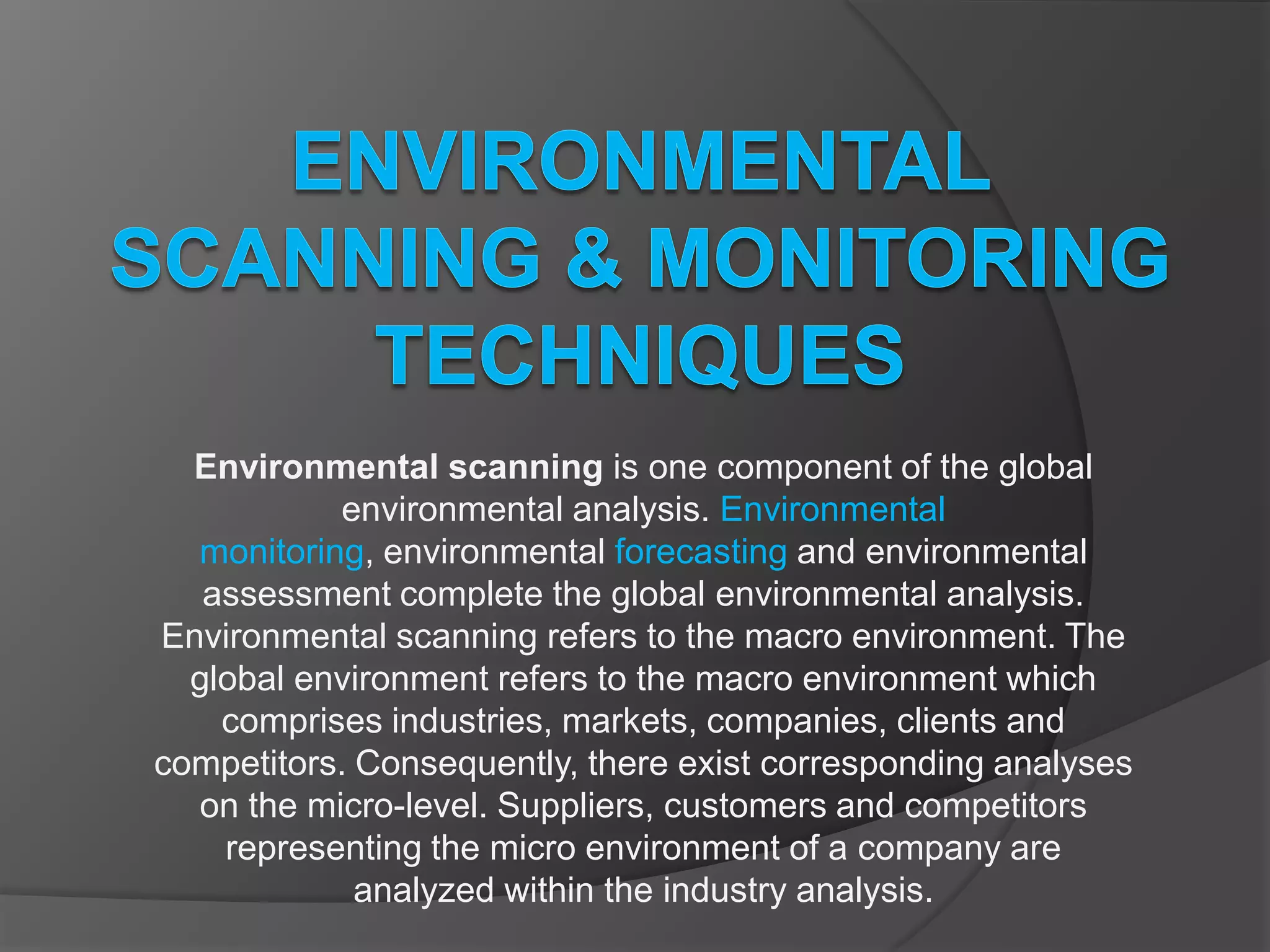 Environmental scanning & monitoring techniques | PPTX | Green Solutions ...