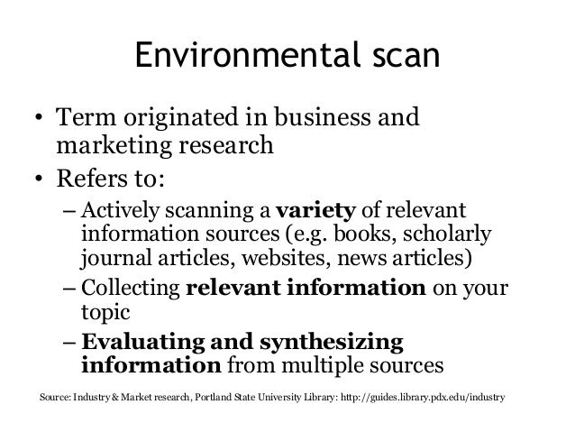 Environmental scan strategies & resources for RECL 4P05