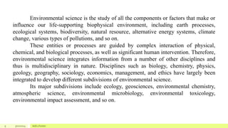 Introduction to Environmental Science, Foodtech | PPTX