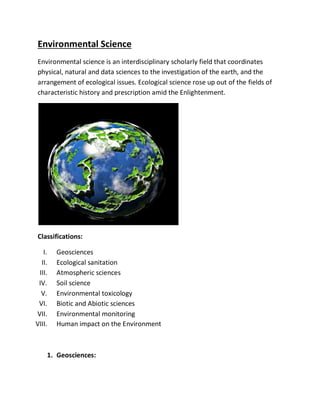 Environmental Science and Classifications | PDF