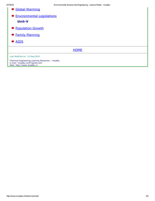 Environmental science and engineering lecture notes - msubbu | PDF