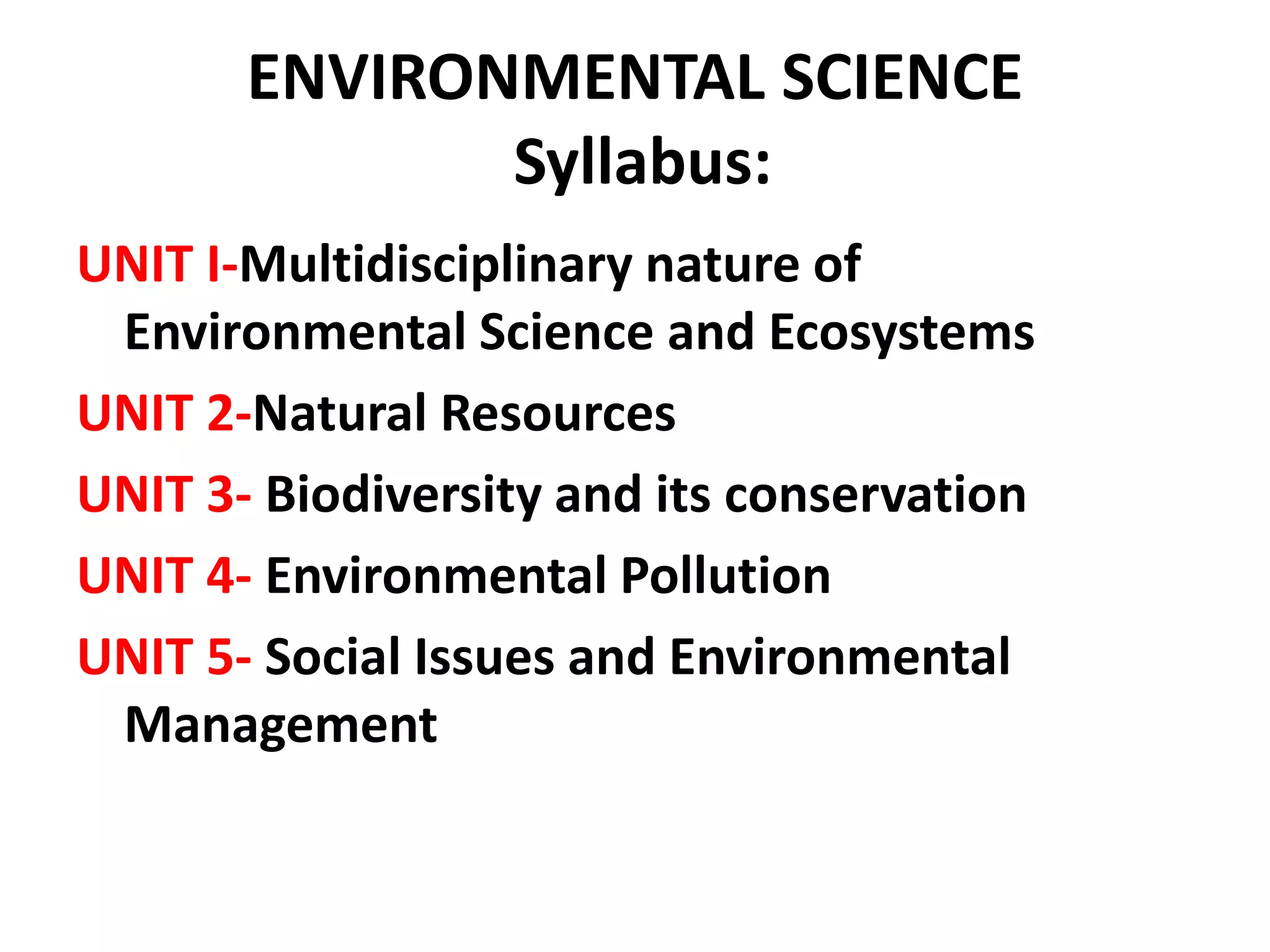 Environmental science introduction class | PPTX