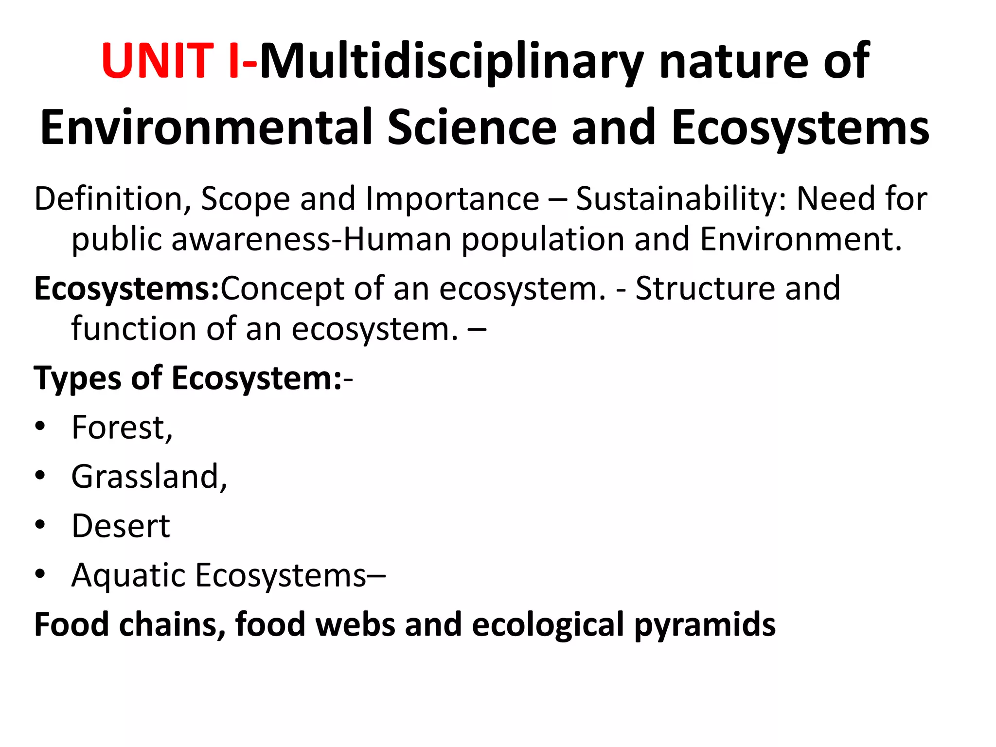 Environmental science introduction class | PPTX