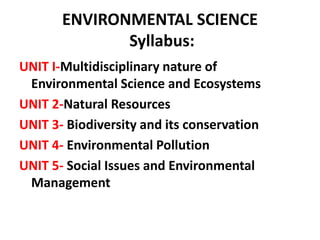 Environmental science introduction class | PPTX