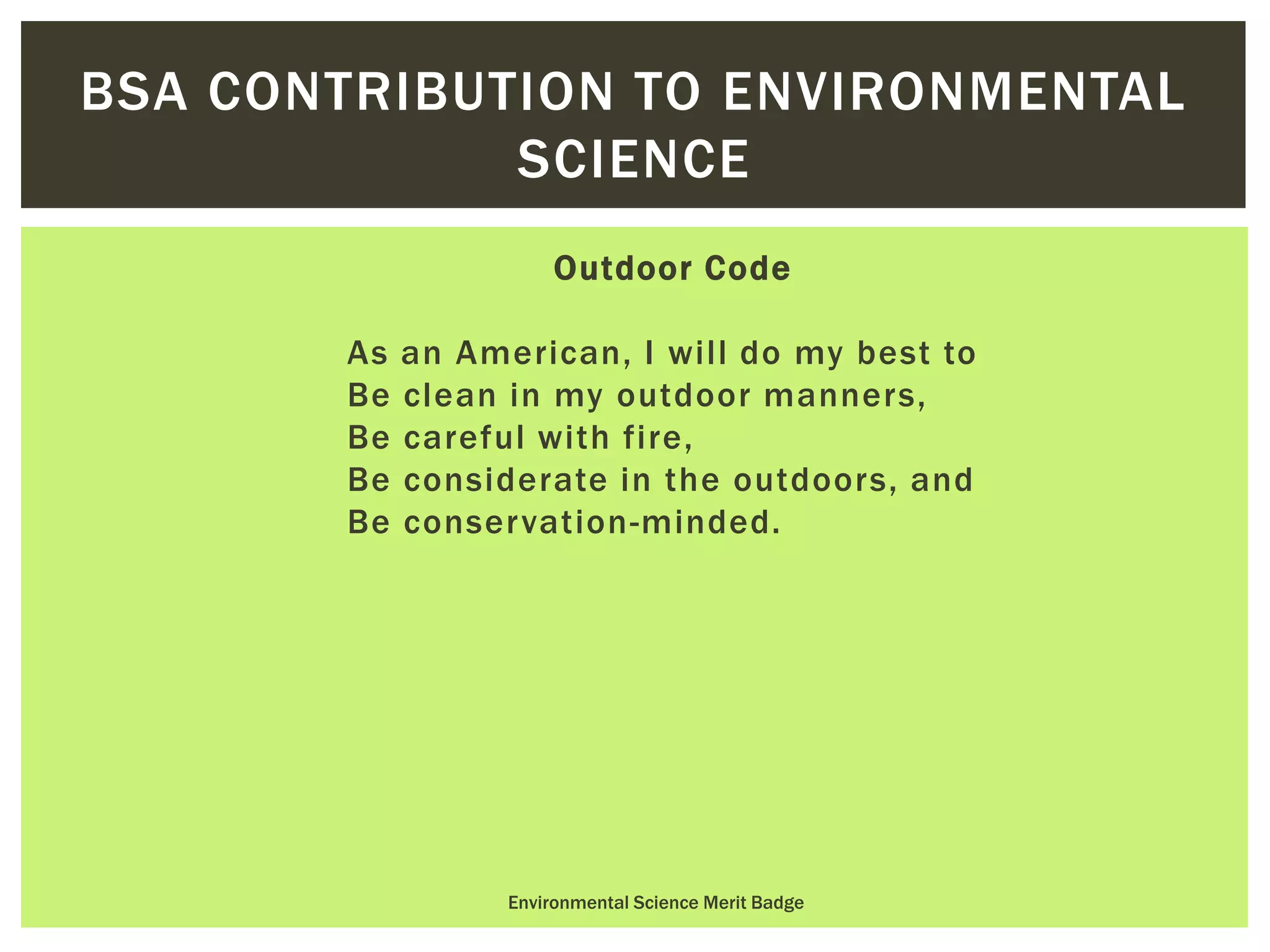 Environmental Science Merit Badge Boy Scouts by Joel Hebdon, Varsity ...