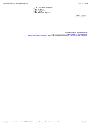 Environmental science | multiple choice quiz | PDF