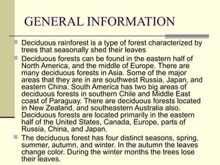 Deciduous rainforest report (Environmental Science) | PPT