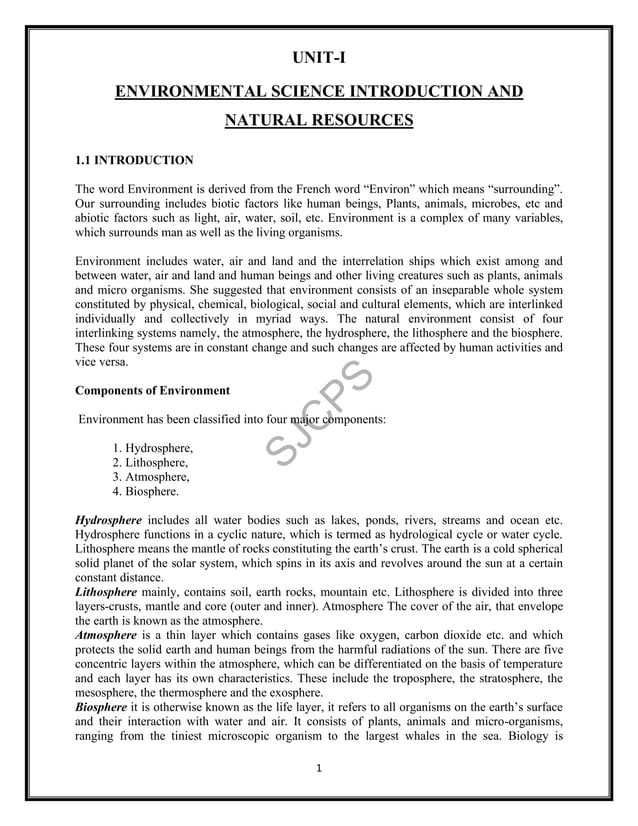 Environmental science 1.What is environmental science and components of ...
