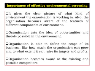 Environmental Screening functions and working | PPTX