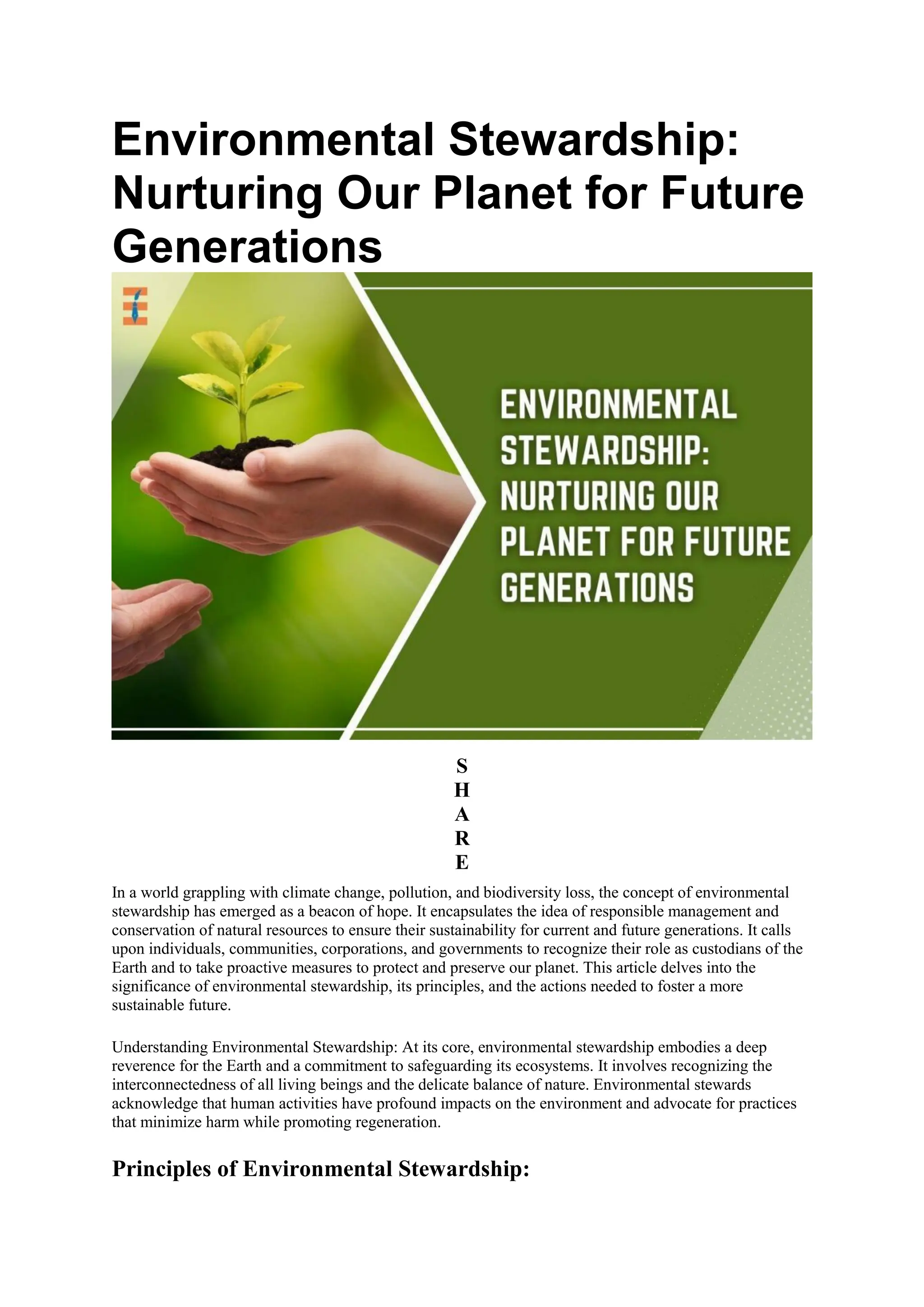 Environmental Stewardship: Nurturing Our Planet for Future Generations ...