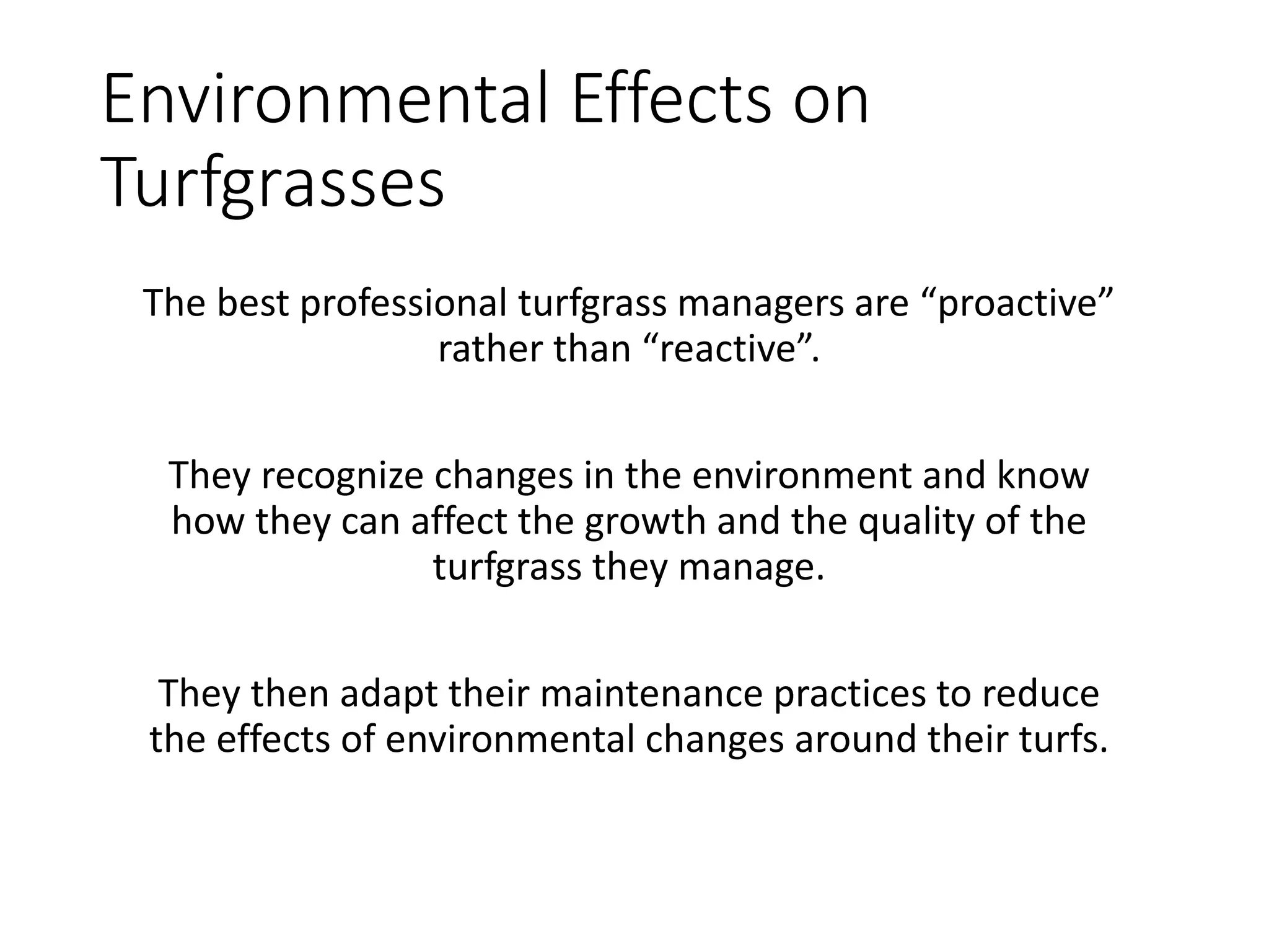 Environmental Stress on Turfgrass | PDF