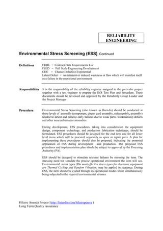 Environmental stress screening | PDF