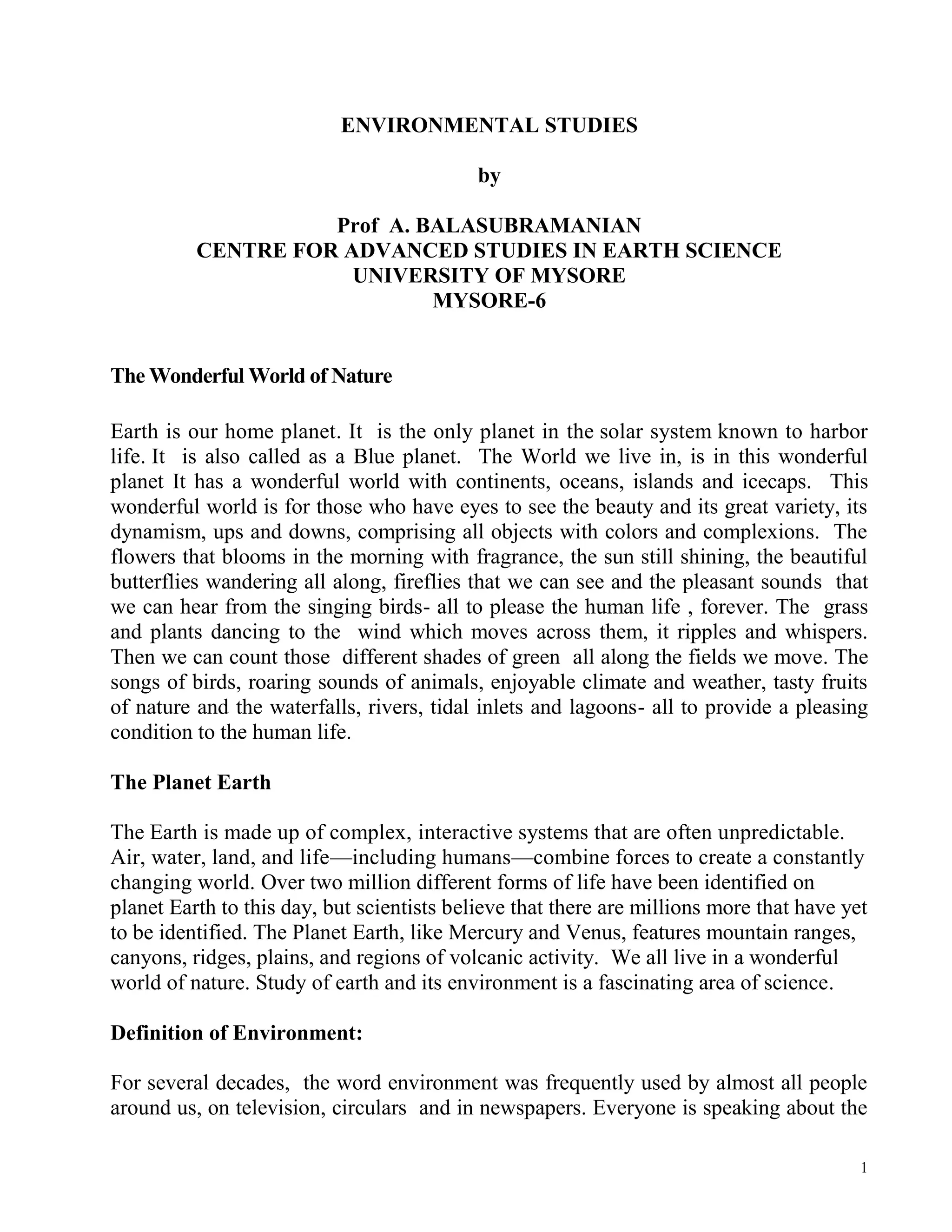 Environmental studies | PDF