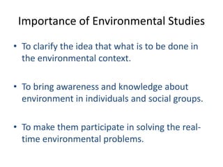 Environmental studies the multidisciplinary nature | PDF