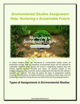 Environmental Studies Assignment Help: Nurturing a Sustainable Future | PDF | Free Download