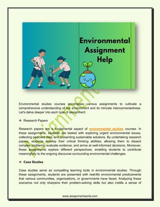 Environmental Studies Assignment Help: Nurturing a Sustainable Future | PDF