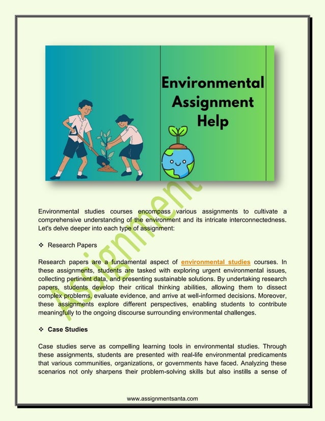 Environmental Studies Assignment Help: Nurturing a Sustainable Future | PDF | Free Download