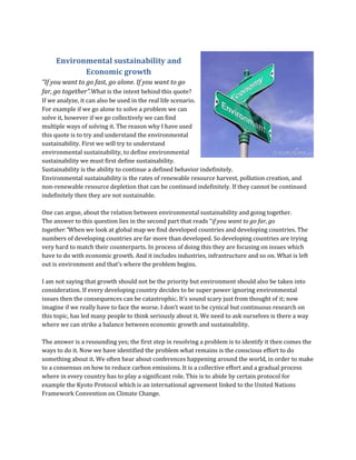 Environmental sustainability and economic growth | DOCX