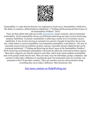 Environmental Sustainability Essay | PDF