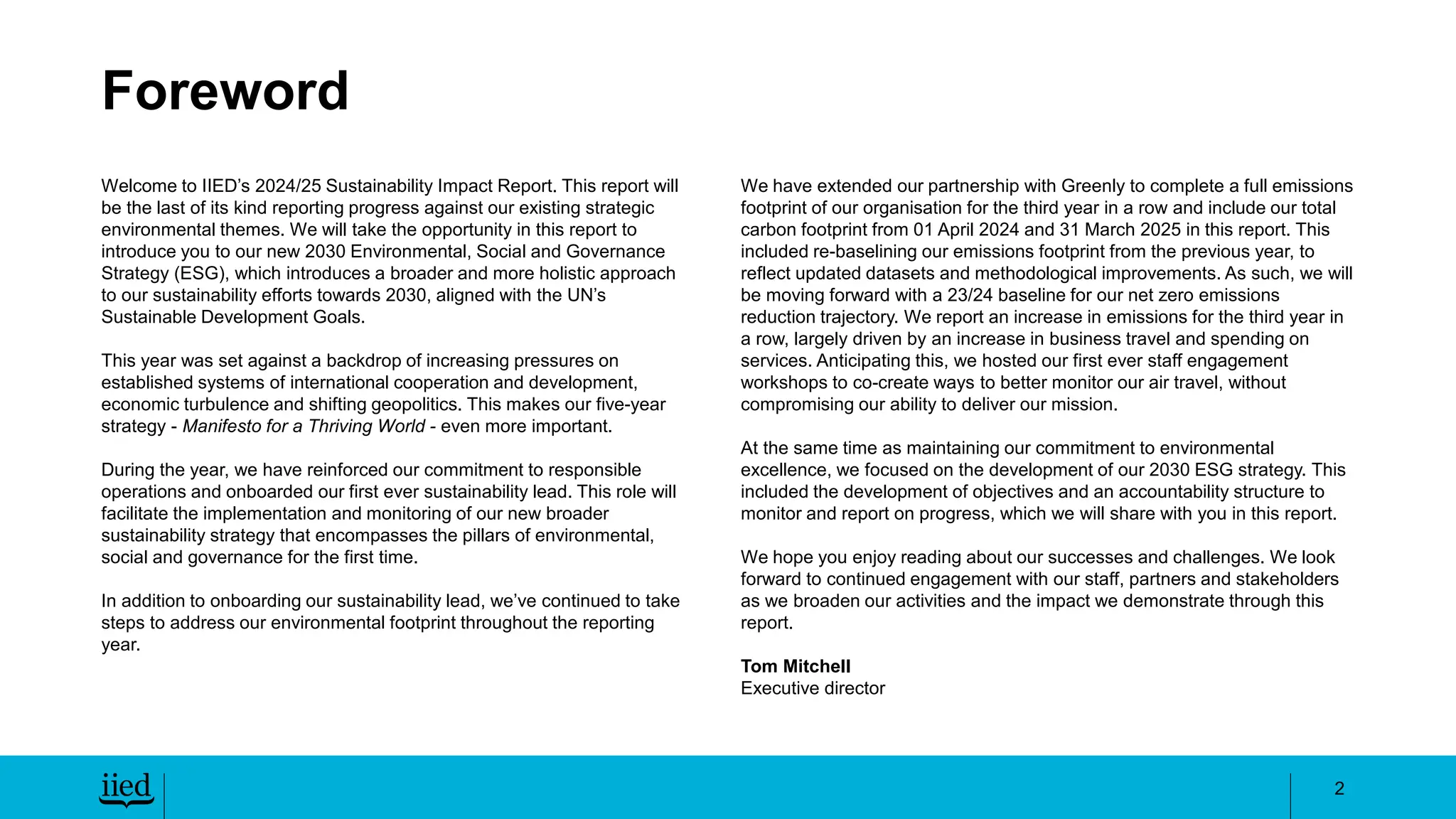 IIED's Environmental Sustainability Impact Report 2023-24 | PDF