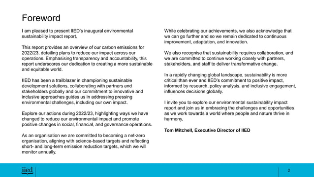 IIED's environmental sustainability impact report 2022/23 | PPT