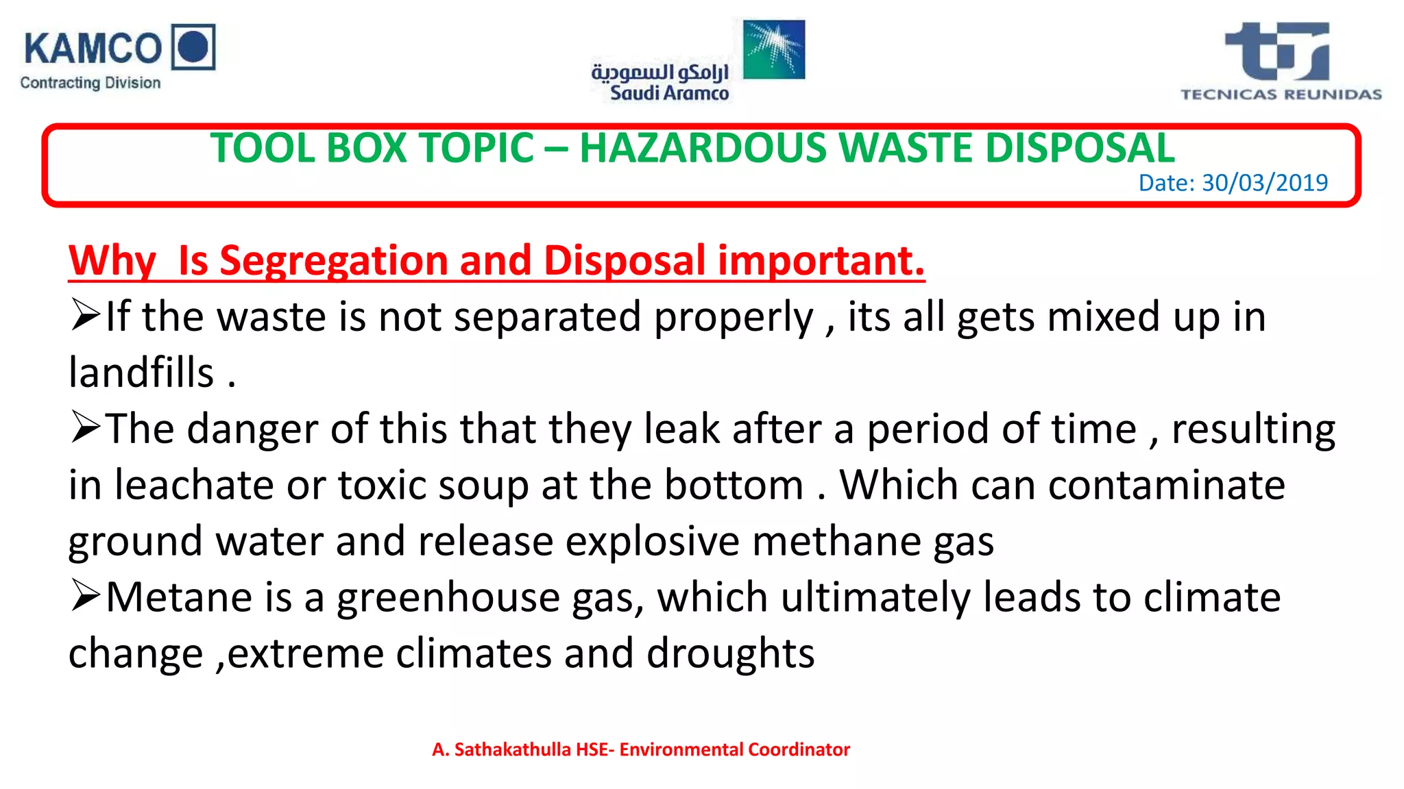 Environmental TBT hazardous waste disposal | PPTX