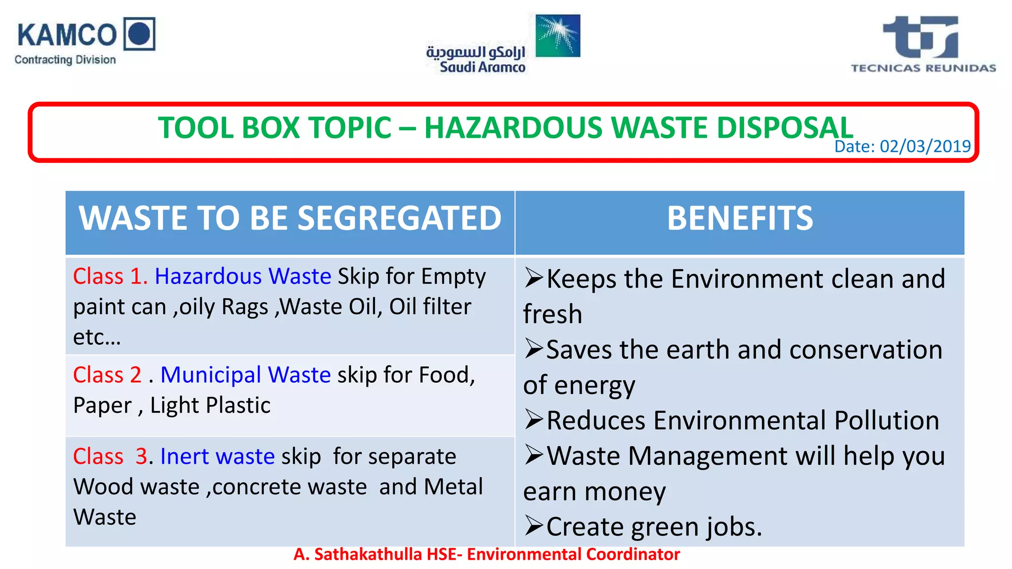Environmental TBT hazardous waste disposal | PPTX