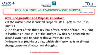 Environmental TBT hazardous waste disposal | PPTX