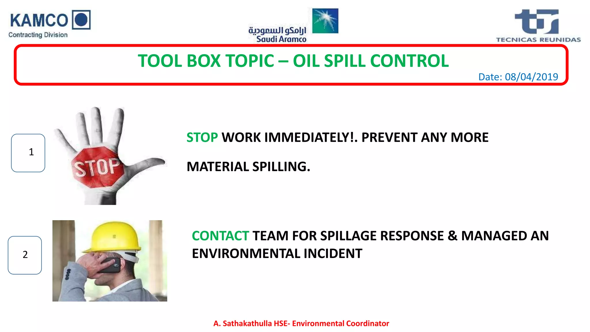 Environmental TBT oil spill control . april 2019. | PPTX