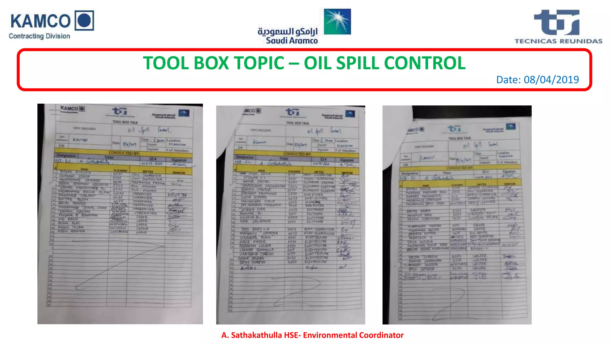 Environmental TBT oil spill control . april 2019. | PPTX