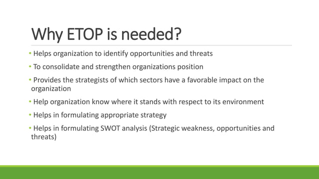 Environmental Threat Opportunity Profile (ETOP) | PPTX