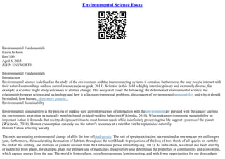 Environmental Threats Essay Example | PDF